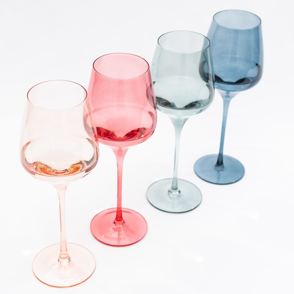 Clear Colored Wine Glasses Set of 4 | Lidy’s Elegant Glassware