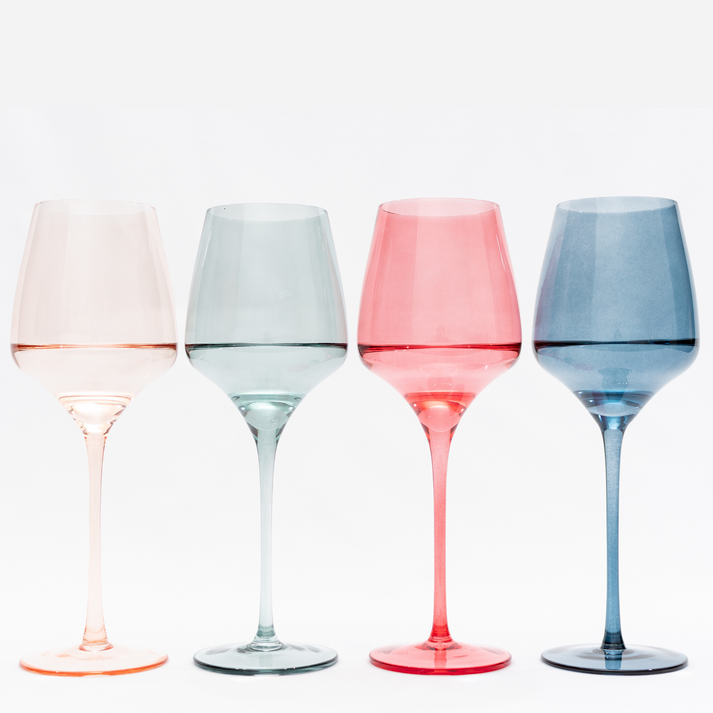 Clear Colored Wine Glasses Set of 4 | Lidy’s Elegant Glassware